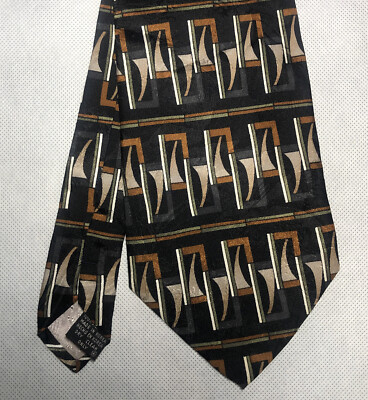 Vintage Paul Rodon Couture Men's Tie Black Green Gold 100% Silk 59" x 4 ...