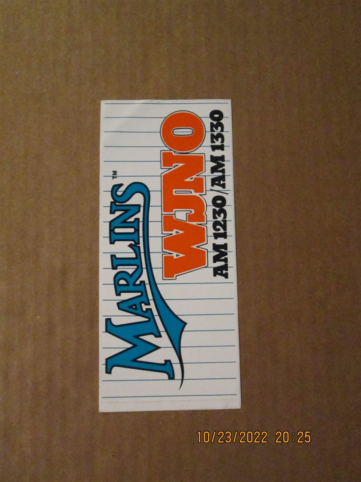 MLB Florida Marlins Vintage WJNO AM 1230/AM 1330 Team Logo Bumper ...