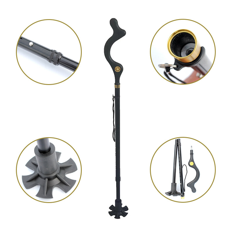 Collapsible Safety Walking Stick Adjustable Straight Posture Cane ...