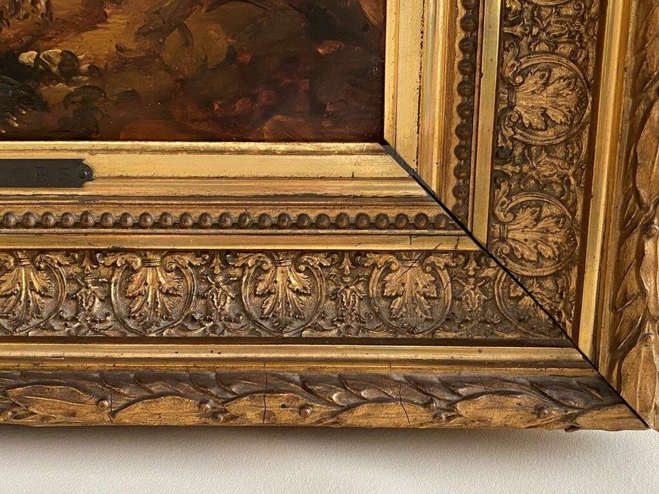 Antique oil on paper on panel painting by Jacob Jacobs (1812 - 1879 ...