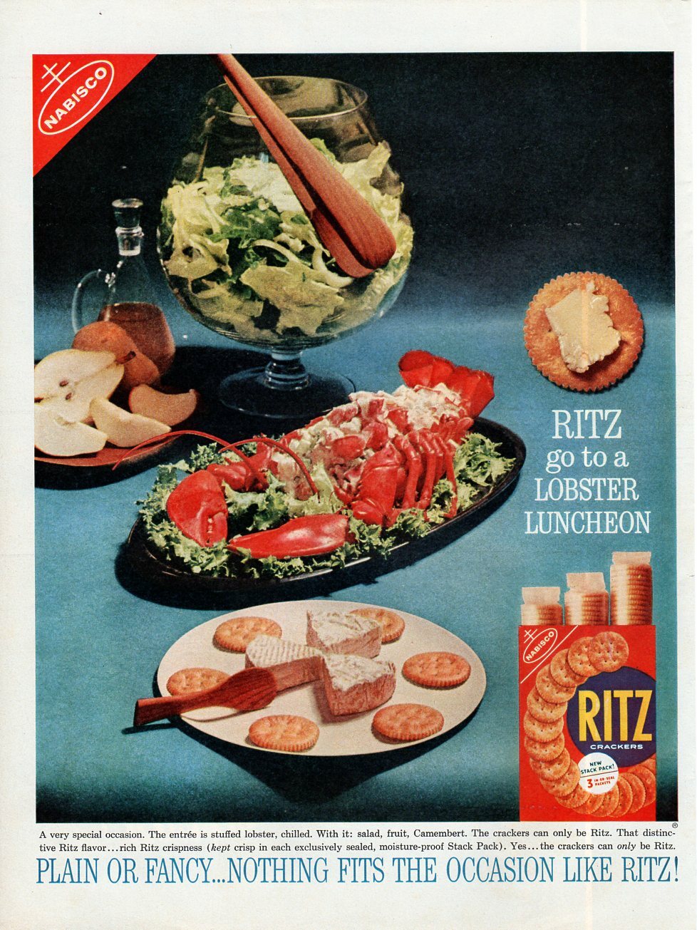 Vintage advertising print FOOD Nabisco RITZ cracker Go To A Lobster ...