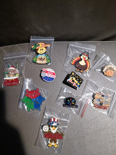 10 Assorted Walmart Employee Associate Holiday Themed Pins New Lapel ...
