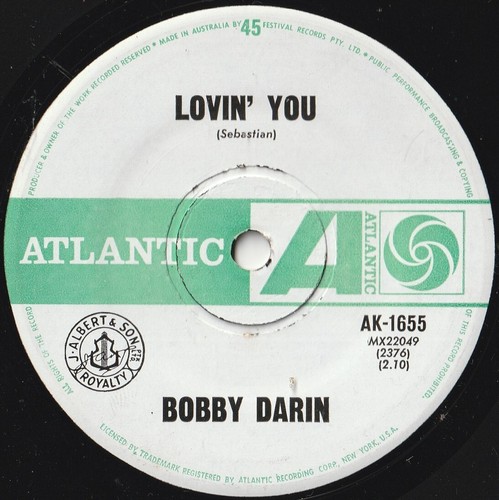 BOBBY DARIN 45: LOVIN' YOU b/w AMY AUSSIE ATLANTIC 1655 NM & VG+ 1966 ...