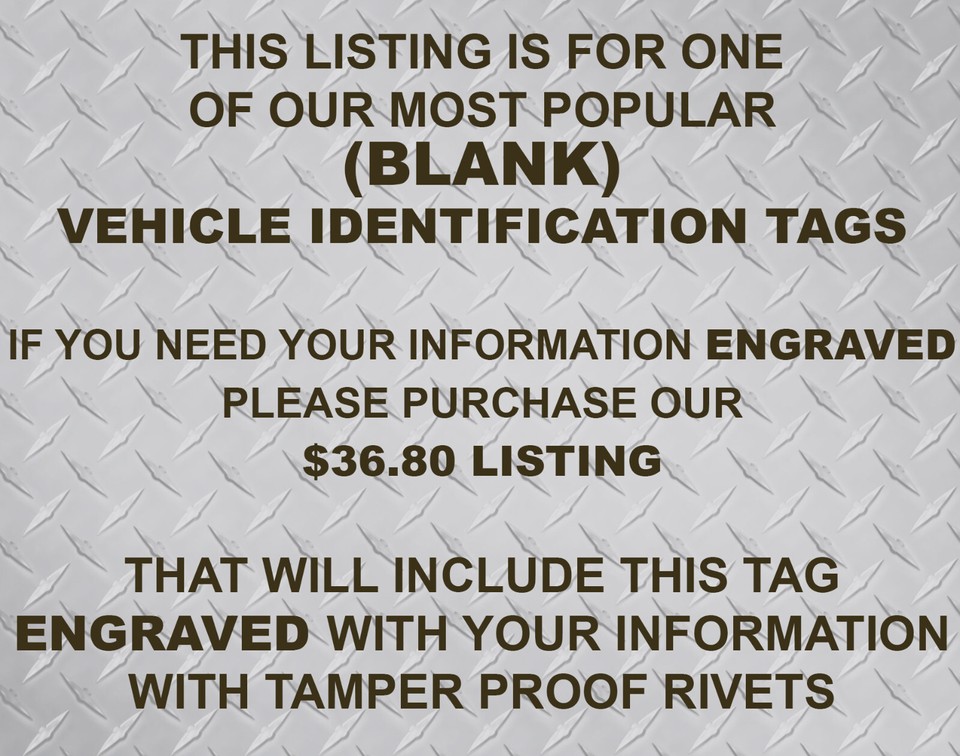 SERIAL NUMBER FORD ID TAG DATA PLATE VINTAGE SCRIPT DESIGN CUSTOM ...