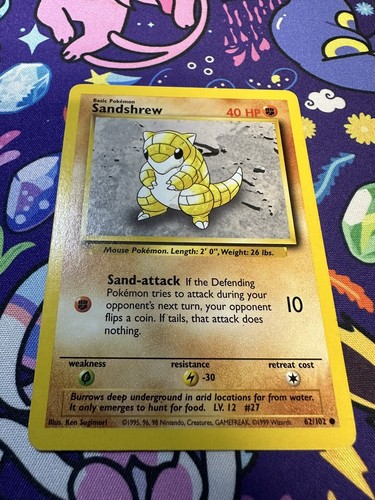 Sandshrew Base Set Pokemon Card Vintage WOTC 62/102 | eBay