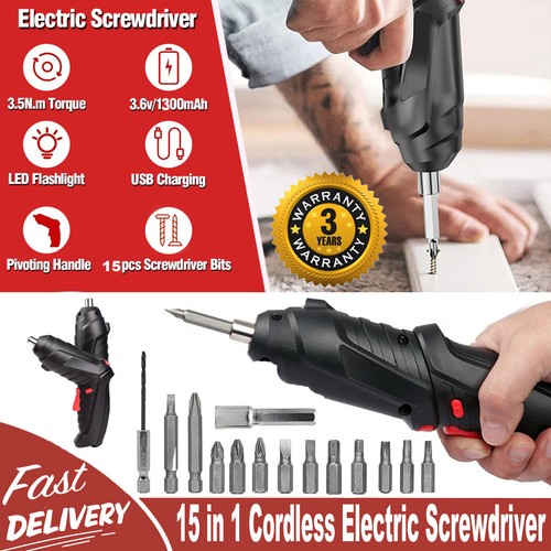 15 in 1 Power Tool Rechargeable Cordless Electric Screwdriver Drill Kit ...