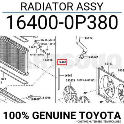 164000P380 Genuine Toyota RADIATOR ASSY 16400-0P380 | eBay