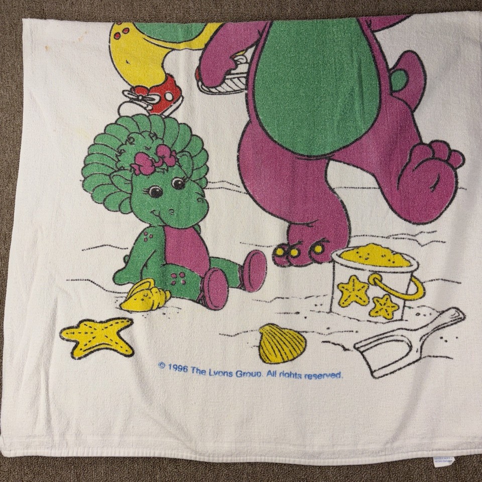 Vintage 1996 Barney Bath Towel Baby Bop White 30x54 Beach Pool | eBay