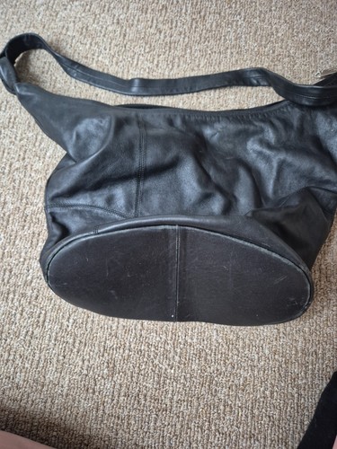 Used Black Leather Rocha John Rochas Bucket Hobo Sack Bag Long Handle ...