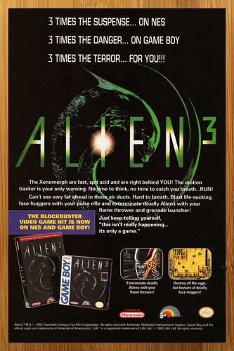 1993 Alien 3 NES SNES Sega Genesis Game Boy Print Ad/Poster Official ...