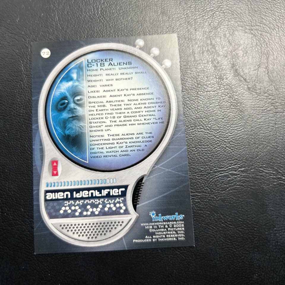 Jb98 Men In Black Two 2 II 2002 #72 Locker C– 18 Aliens Identifier | eBay