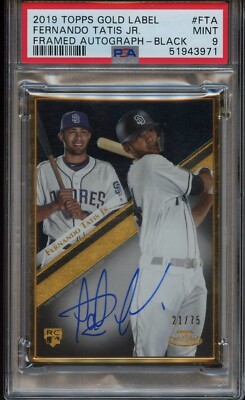 PSA 9 2019 TOPPS GOLD LABEL FRAMED AUTOGRAPH BLACK FTA FERNANDO TATIS ...