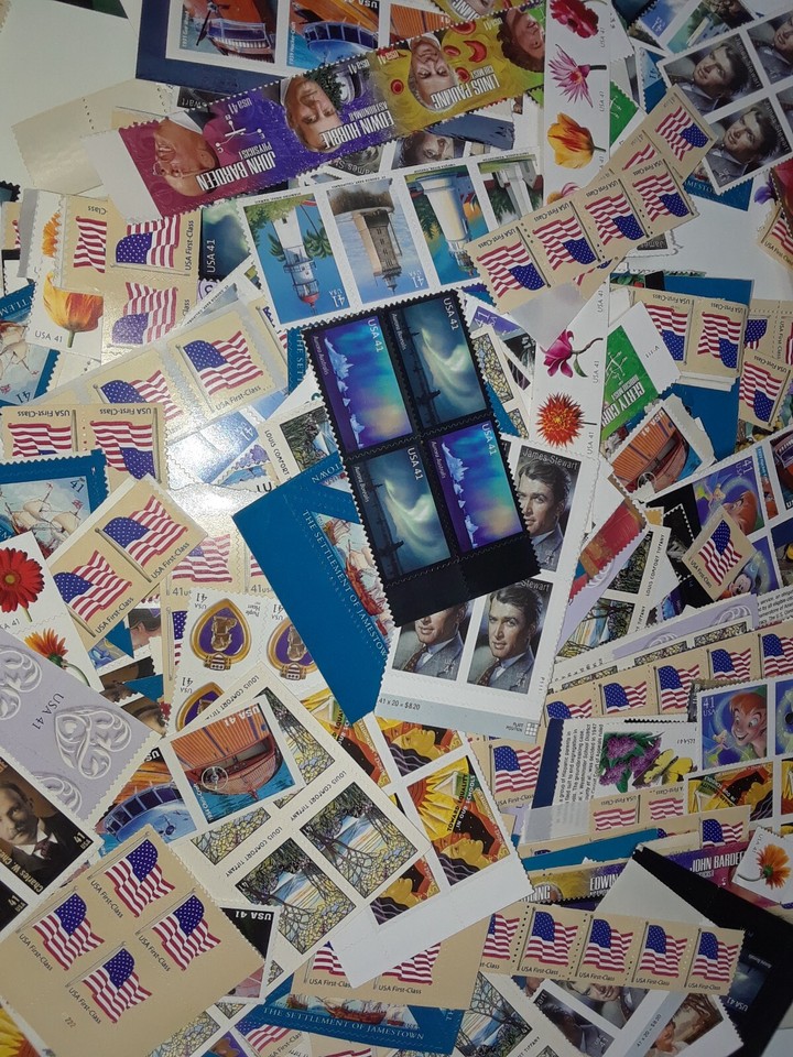 Mixed 55 of New/Usable Multiples, Strips & Singles of 41¢ US Postage ...