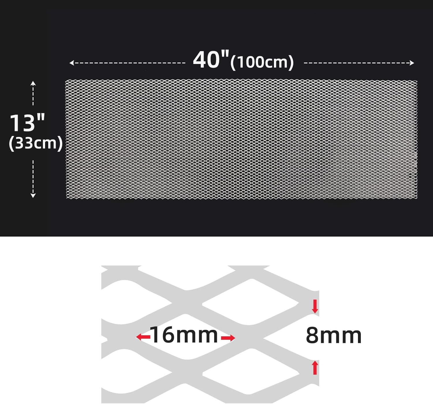 Aggauto Universal 40"X13" Car Grill Mesh - Aluminum Alloy Automotive ...