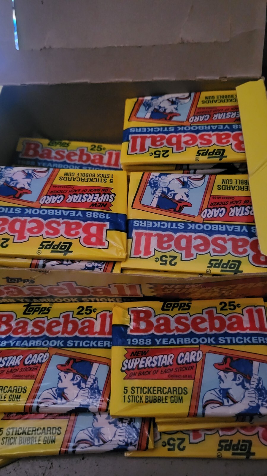 1988 Topps Baseball Yearbook Stickers & Gum Wax Pack Lot of (5) Packs ...