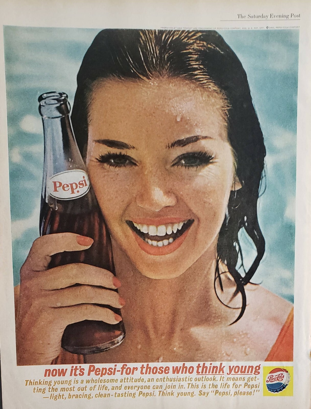 Lot of 3 Vintage 1962 Pepsi Cola Print Ads Think Young | eBay