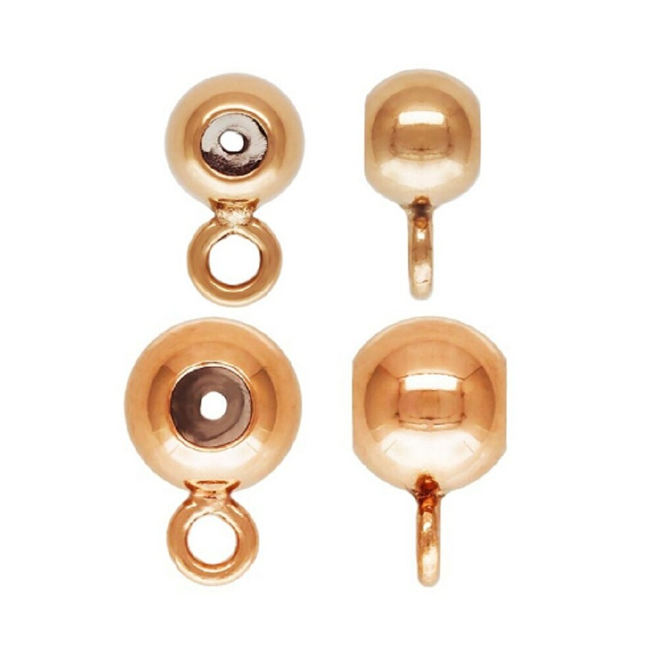2pcs 14K Rose Gold Filled Stopper Beads with Closed Ring Rose Gold ...