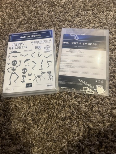 BAG OF BONES Stamp Set BAG OF BONES Dies Stampin Up Halloween Dog Cat ...