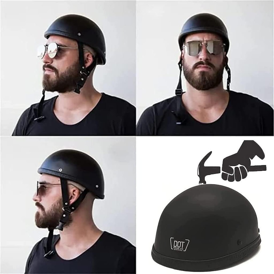 Beanie Motorcycle Half Helmet Ultralight DOT Approved Skull Cap Scooter ...