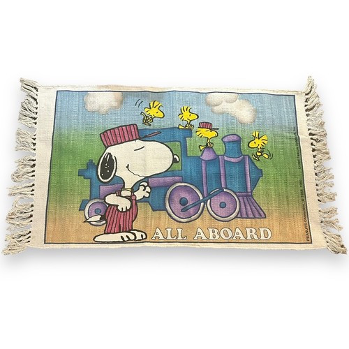 Vintage Peanuts Snoopy Train Throw Rug Tapestry Woodstrock Airplane 21 ...
