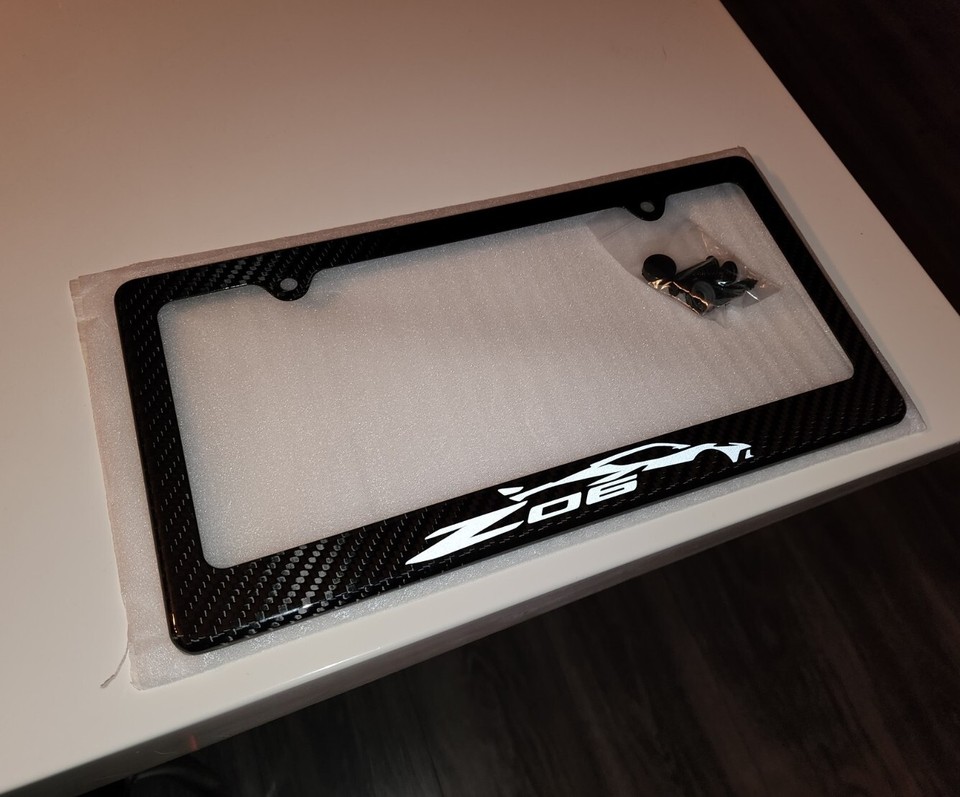 Reflective 2022 Corvette z06 C8 Black 100% Carbon Fiber License Plate ...