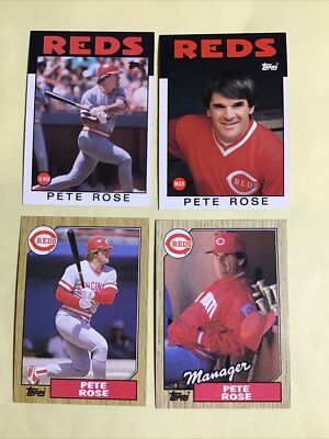 1986 1987 Topps #1 #741 #200 #393 PETE ROSE Manager - 4 CARDS LOT - NM ...