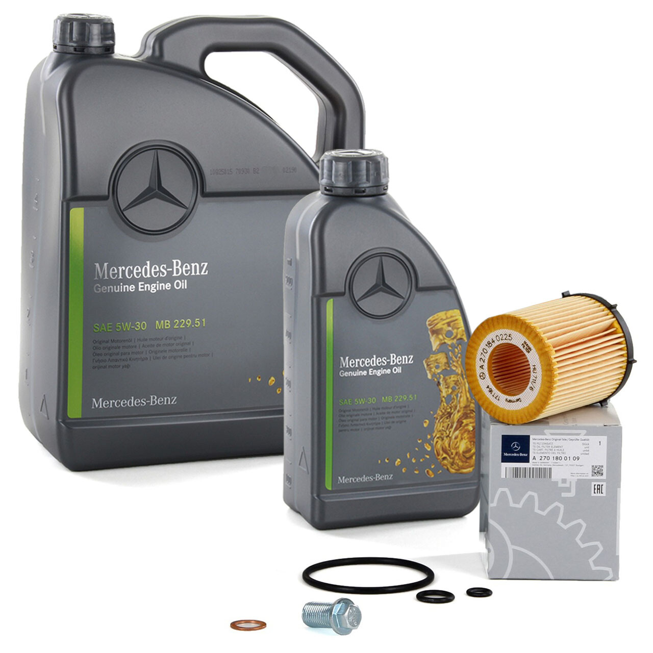 6 Liter ORIGINAL Mercedes-Benz ÖL Motoröl 5W30 MB 229.51 + Ölfilter ...