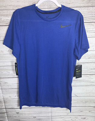 Men's Nike Breathe Short Sleeve Training Top AJ8002-480 BLUE Small | eBay