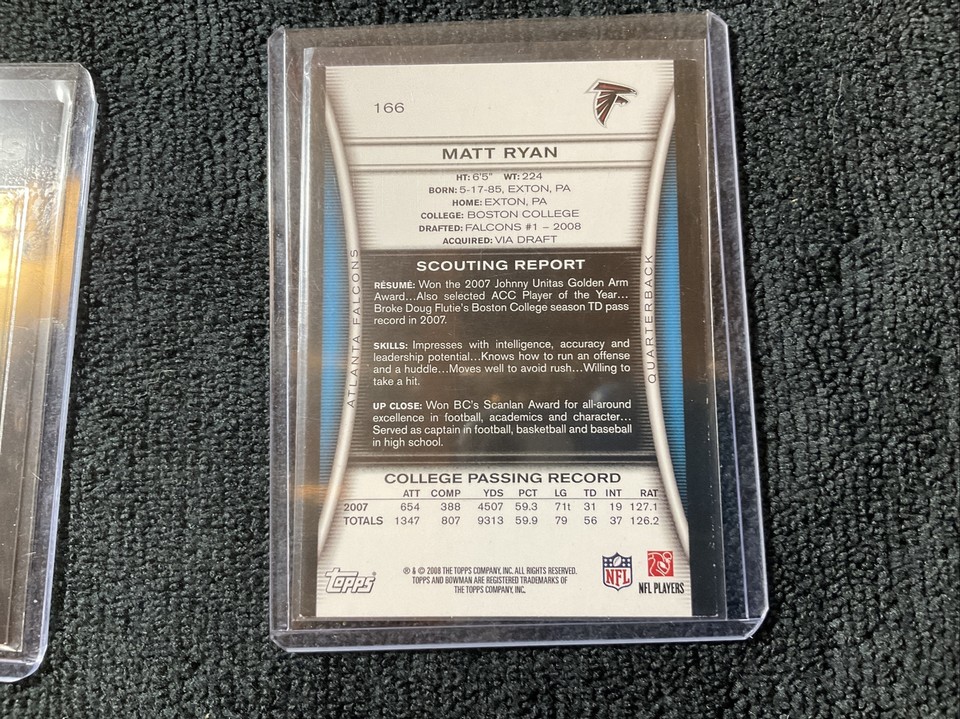 2008 Topps Chrome Football Matt Ryan (RC)AND BOWMAN RC | eBay UK