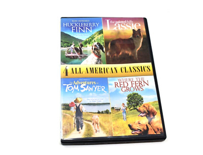 4 All-American Classics Huckleberry Finn Lassie Tom Sawyer Red Fern DVD ...