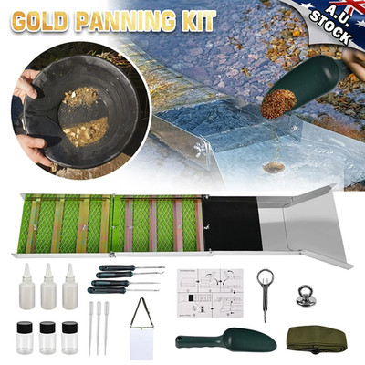 20PCS Gold Panning Tools Kit With 50" Sluice Box Manual Gold Mining ...