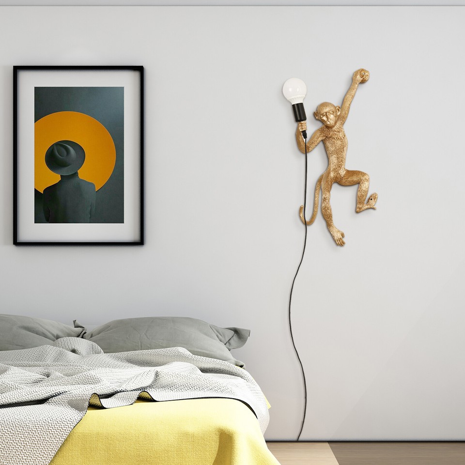 Nordic Monkey Wall Sconces 1 Light Resin Wall-Mounted Lamp E27 Corridor ...