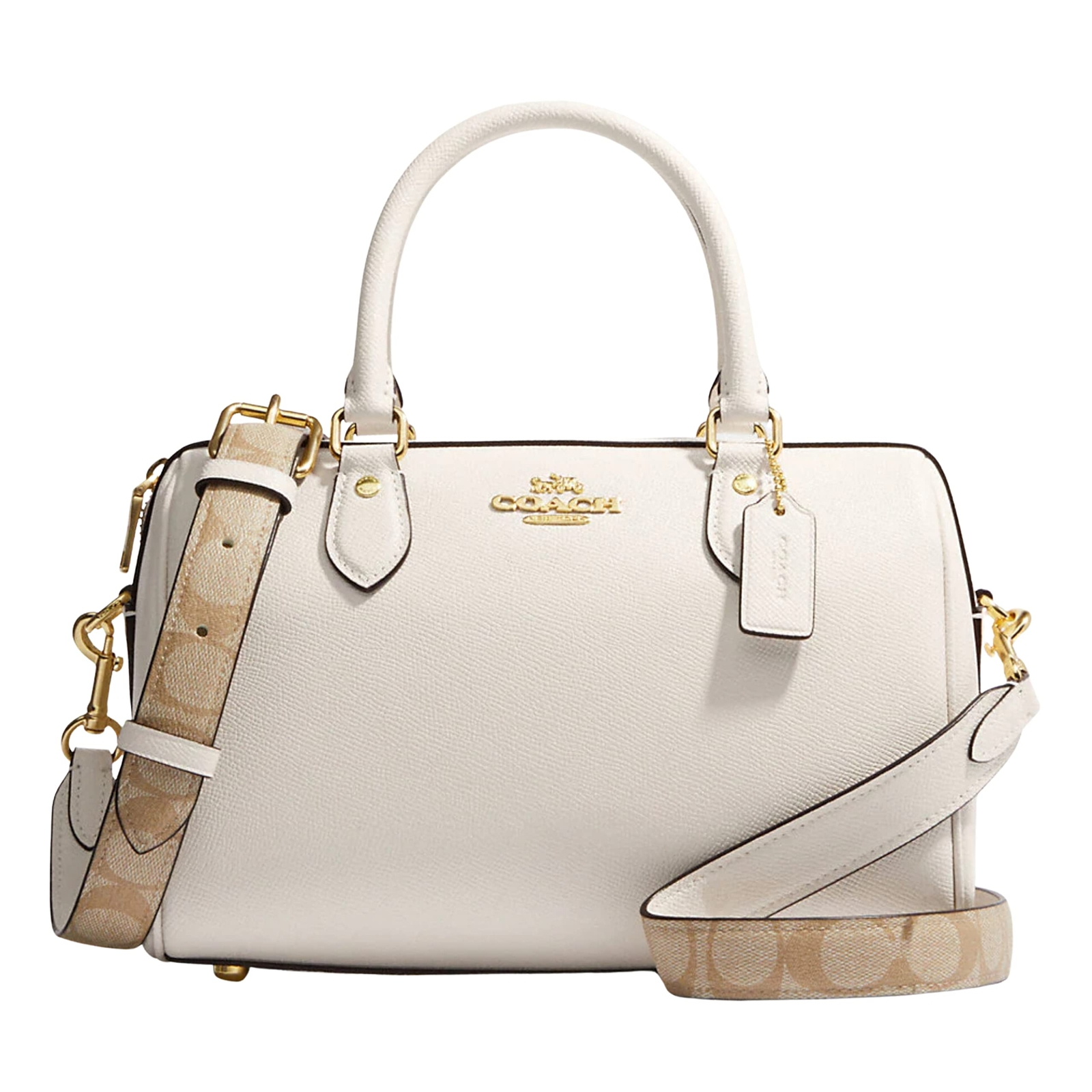Coach CH322 Rowan Satchel With Signature Canvas Detail in Chalk for ...