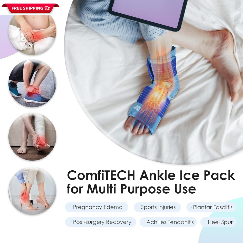 Ankle Ice Pack Wrap for Injuries Reusable Heel Ice Pack for Ankle ...