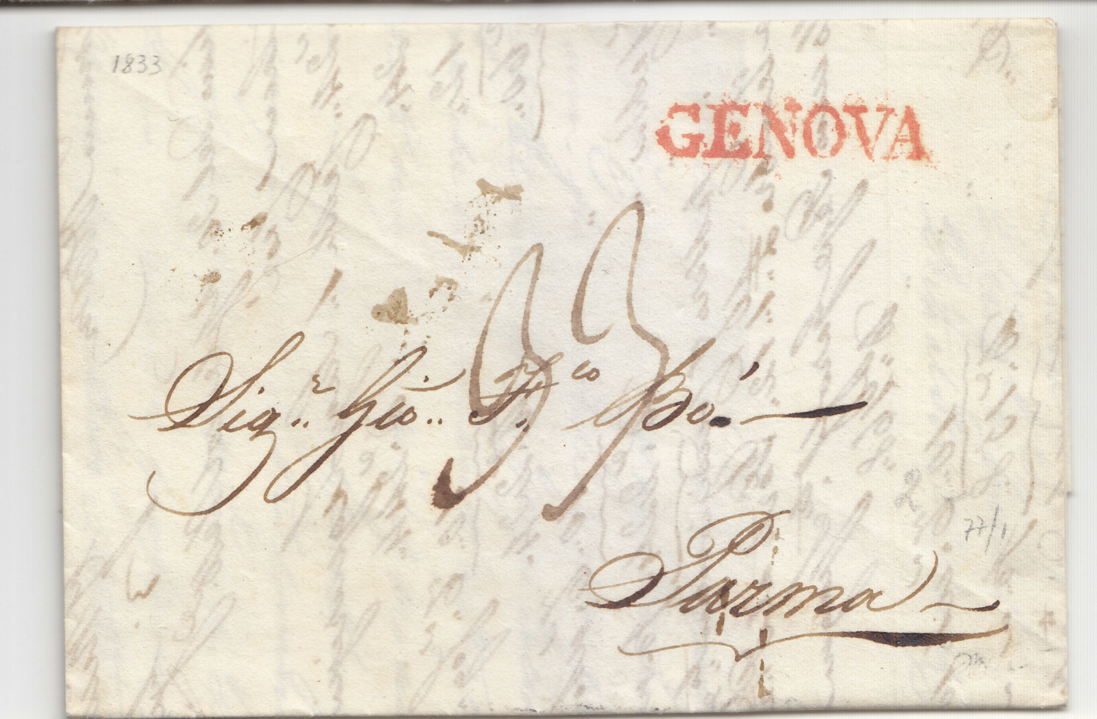 PP156-INCOMING Mail-Pref.genova X Parma 1833 | eBay