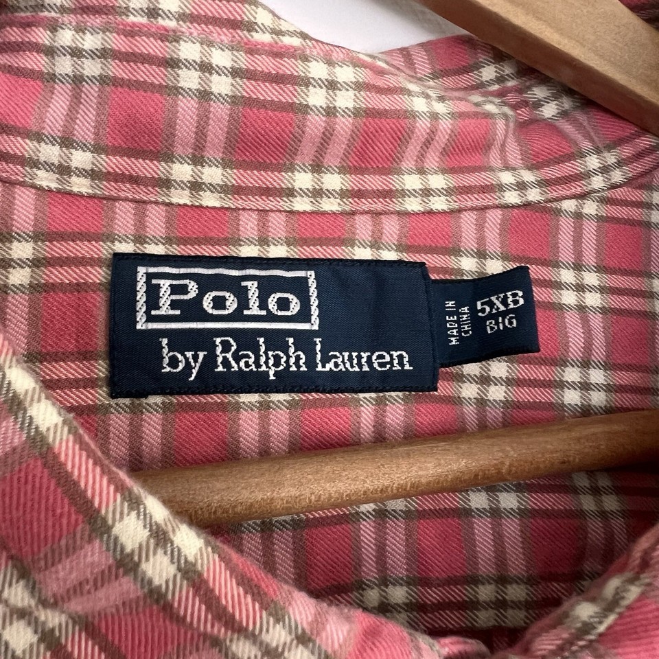 Polo Ralph Lauren Shirt Size 5XB Big XXXXXL 5XL Mens Blue Check Custom ...