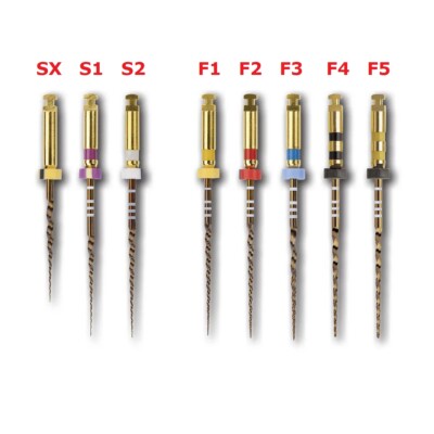 Gold Rotary Files F1,F2,F3,S1,S2,SX-F3 21mm 30 Files 5 packs (6files/pk ...