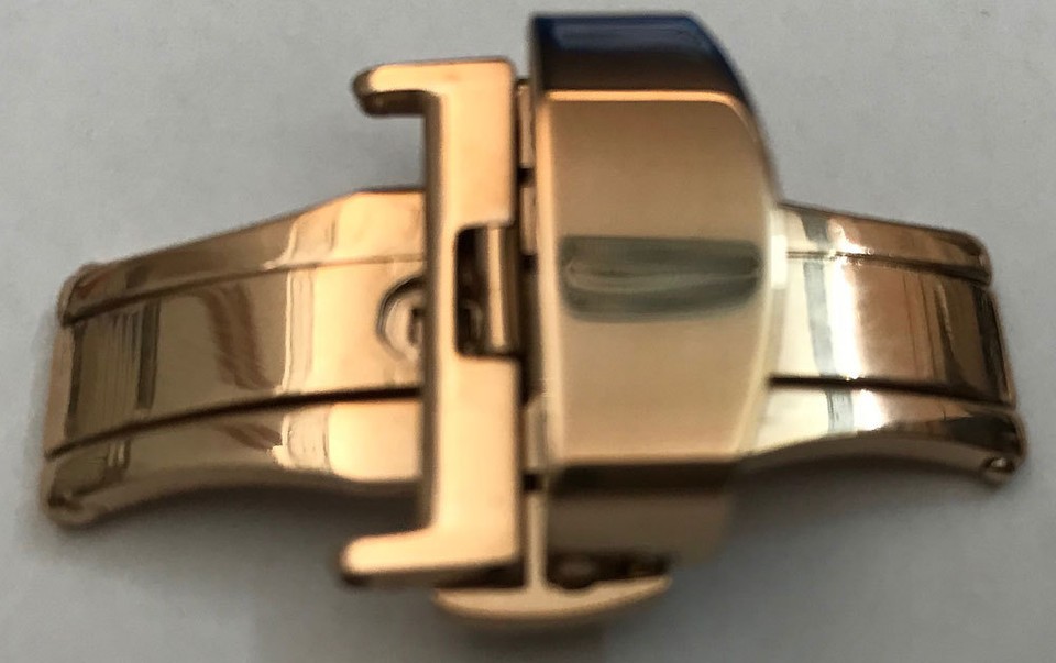 Folding Clasp Watch Strap Leather Band Clasp Rose Gold Plated with ...