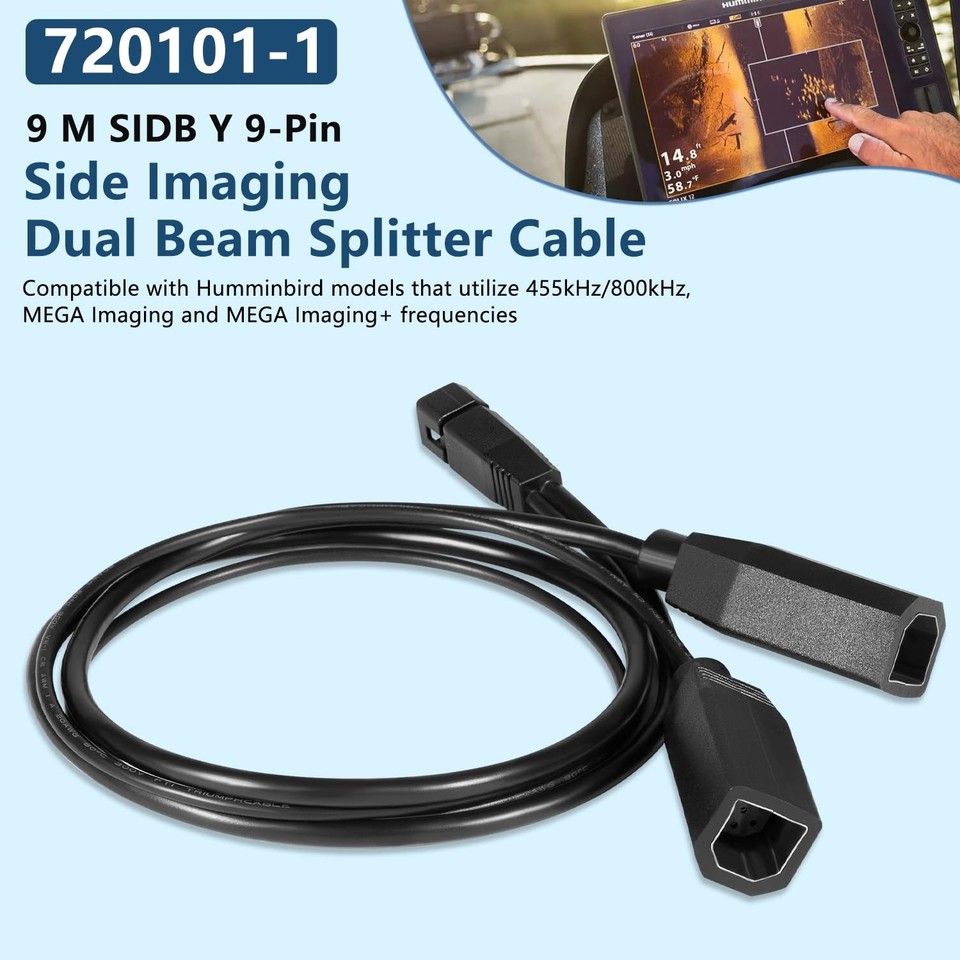 720101-1 9-Pin Side Imaging Dual Beam Splitter Cable, Humminbird MEGA ...