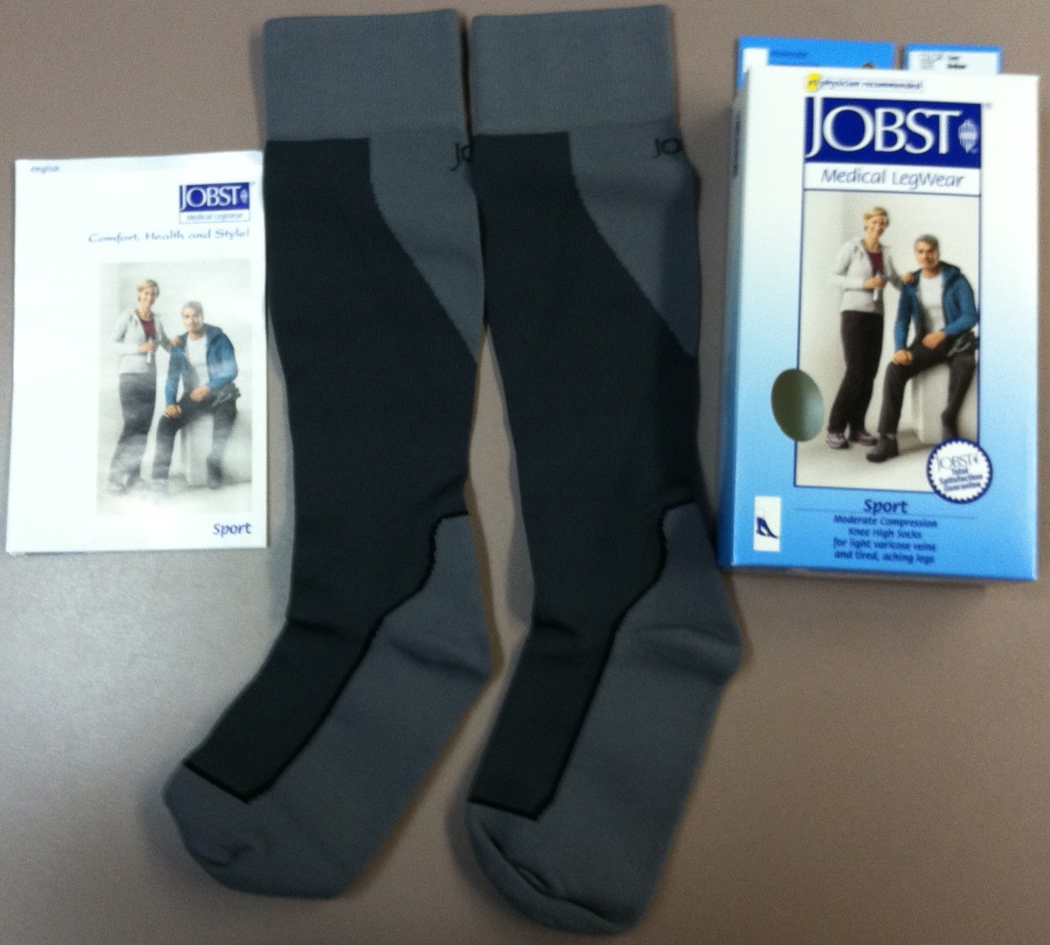 Jobst Sport Knee High Support Socks 20-30 mmHg Compression Firm Mens ...