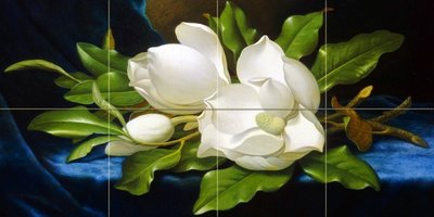 Giant magnolias flower Tile Mural Kitchen Bathroom Backsplash Marble ...