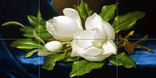 Giant magnolias flower Tile Mural Kitchen Bathroom Backsplash Marble ...