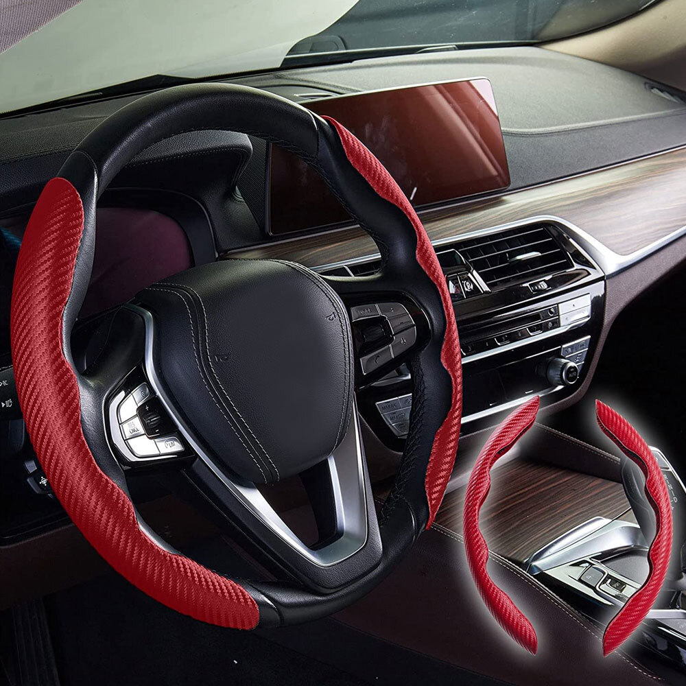 Car Steering Wheel Booster Non-Slip Cover Carbon Fiber Red Universal ...
