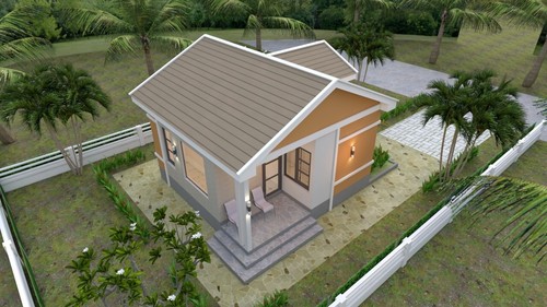 20x25 Small House Plan 6x7.5 Meter 1 Bed 1 Bath Gable Roof PDF & A4 ...