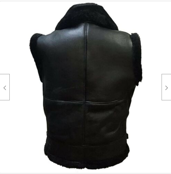 Black Men's RAF B3 Bomber Real Fur Shearling Sheepskin Leather Vest | eBay