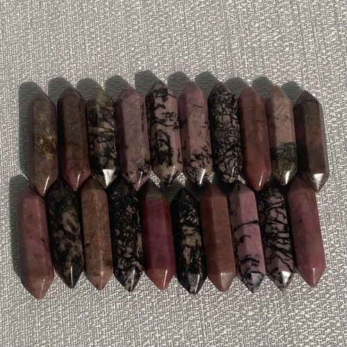 20pcs Natural Rhodonite Obelisk Quartz Crystal Wand Double Point reiki ...