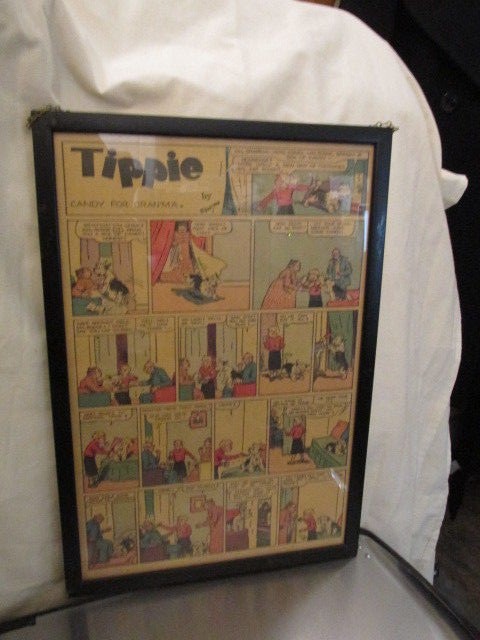 RARE 1941 COLOR Tippie By Edwina Framed Cartoon Double Sided "Dear ...