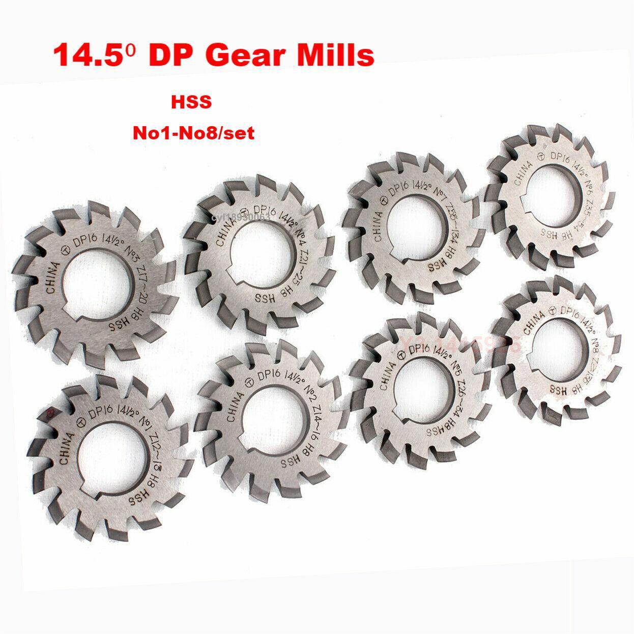 British HSS Gear Milling Cutter DP6/8/10/12/16 Pressure Angle 14.5 ...