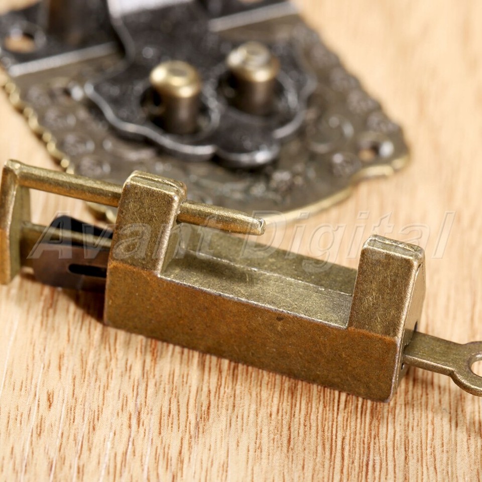 Antique Bronze Cabinet Cupboard Jewelry Gift Box Decorative Latch Hasp ...