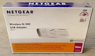 Netgear Wireless-N 300 USB Adapter WN111 NEW Factory-Sealed 300 Mbps 2. ...